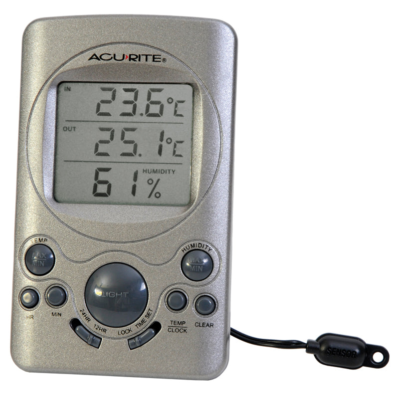 Digital Thermometer with 10-foot Temperature Sensor Probe and Humidity ...