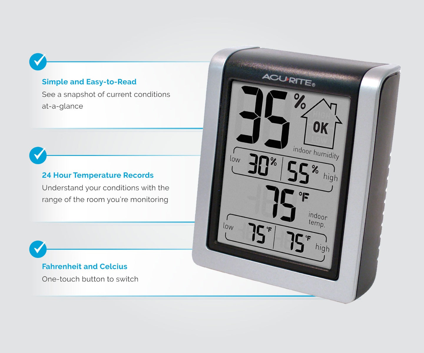 AcuRite Indoor Temperature and Humidity Monitor