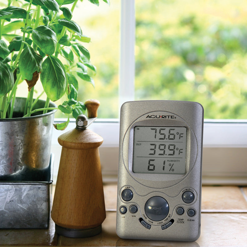 Digital Thermometer with 10-foot Temperature Sensor Probe and Humidity ...