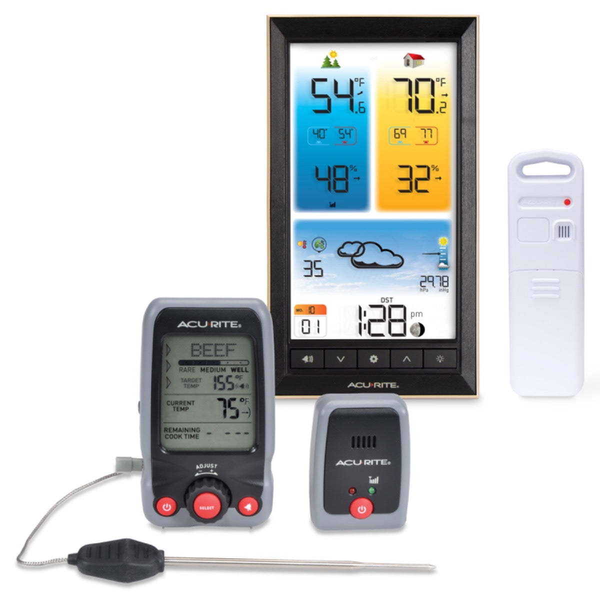 Digital Color Weather Station with Digital Meat Thermometer & Timer wi ...