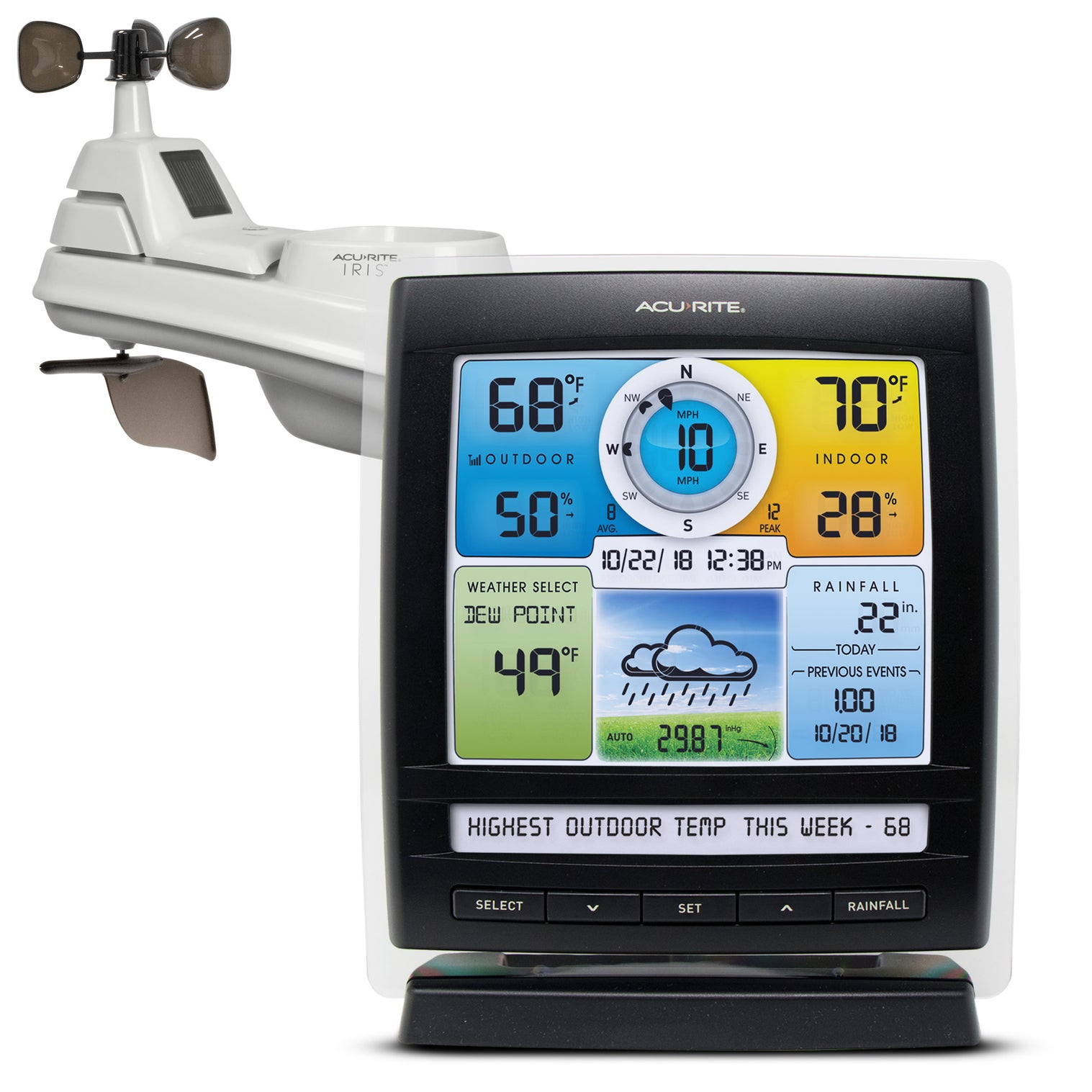 5-in-1 Color Weather Station with Wind Direction & Speed and Rain – AcuRite