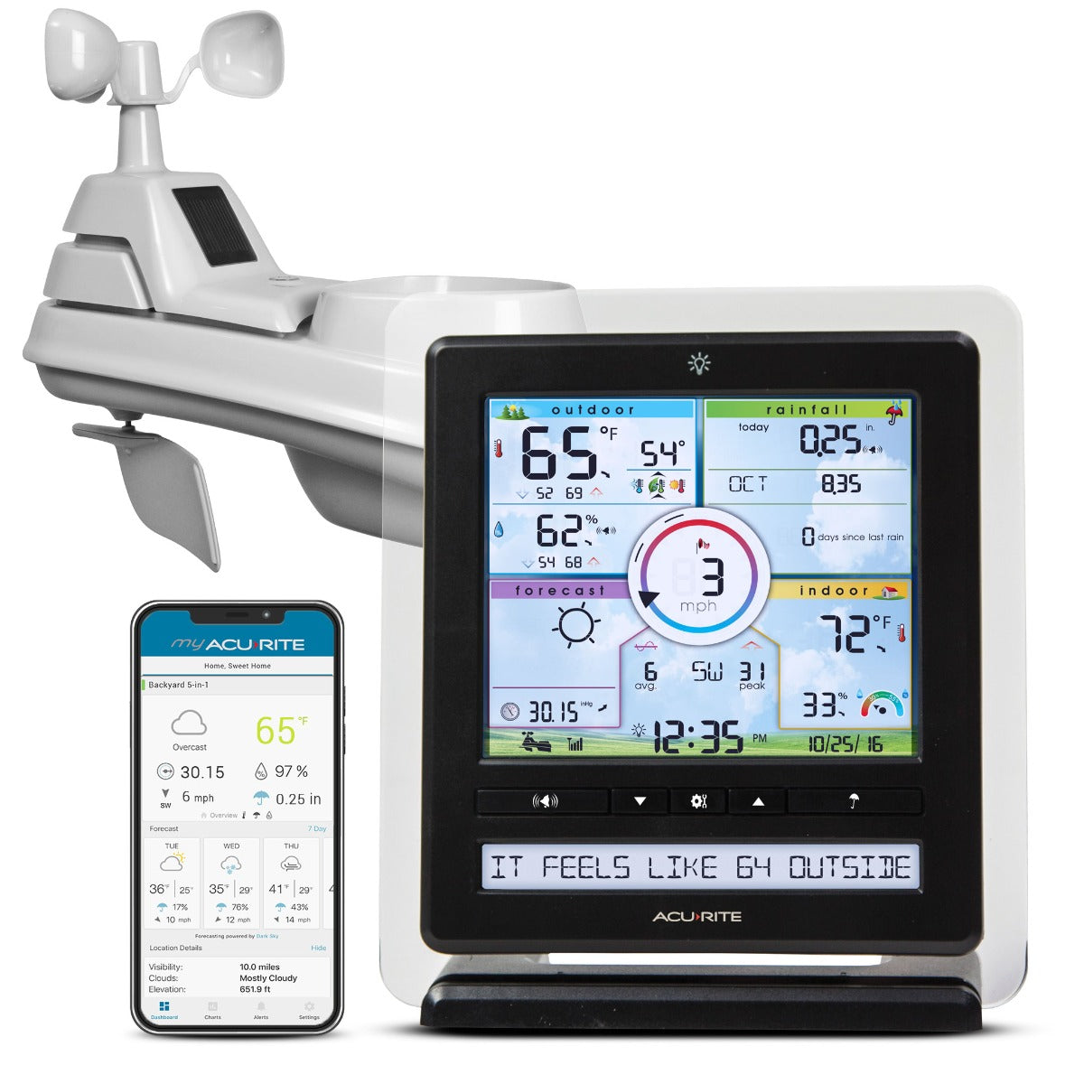 Pro Color Weather Station with PRO+ 5-in-1 Sensor, PC Connect, Wind ...