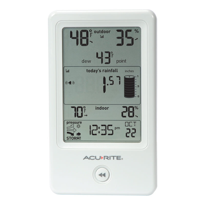 Rain Gauge with Indoor/Outdoor Temperature – AcuRite